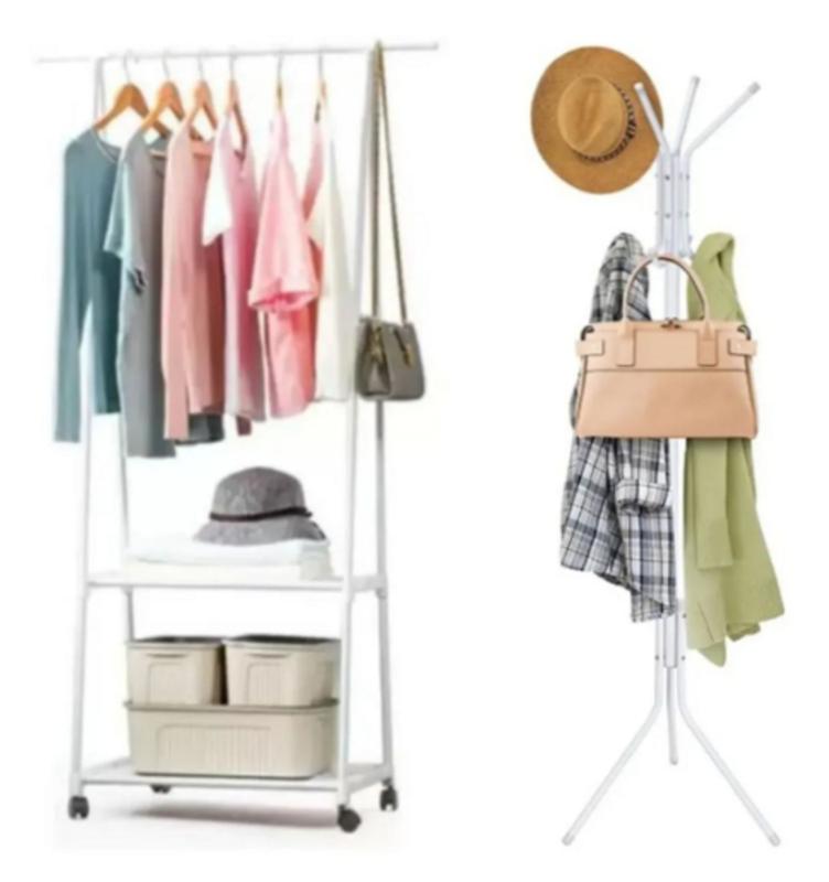 Kit Com Arara Para Roupas Com Cabideiro E Mancebo Cor Branco - Art House - Arara de Roupas ...