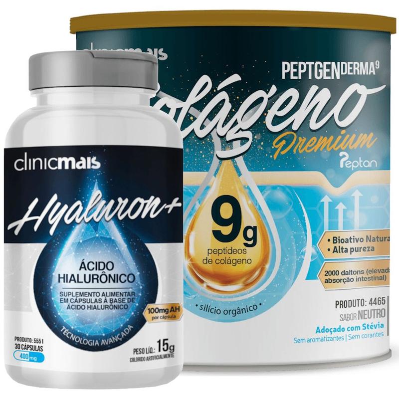 Kit com Colágeno Hidrolisado 9g Silício Orgânico Neutro 300g + Ácido ...