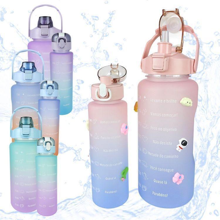 Kit Combo Garrafa Squeeze 2L + Garrafa 700Ml Neon Adesivos - Top Útil ...