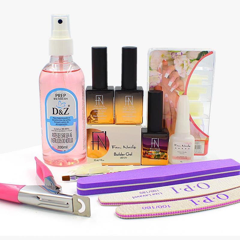 Kit completo para unhas de gel fan nails sem cabine com tips - Unhas e ...