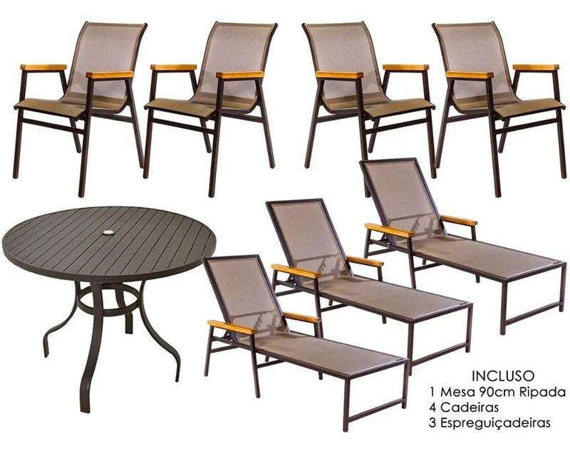 Kit Completo Piscina Jardim Cadeiras Espreguiçadeiras Mesa - Sarah ...