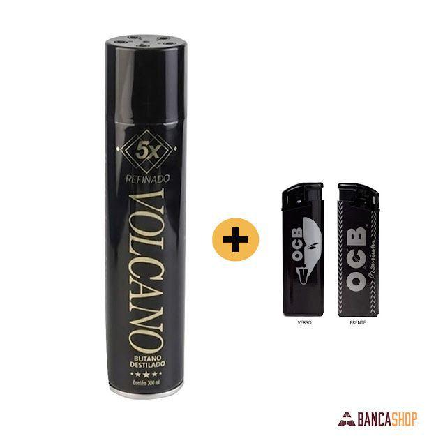 Kit Composições Gás Volcano 5x Butano Destilado 300 ml e Isqueiro OCB ...
