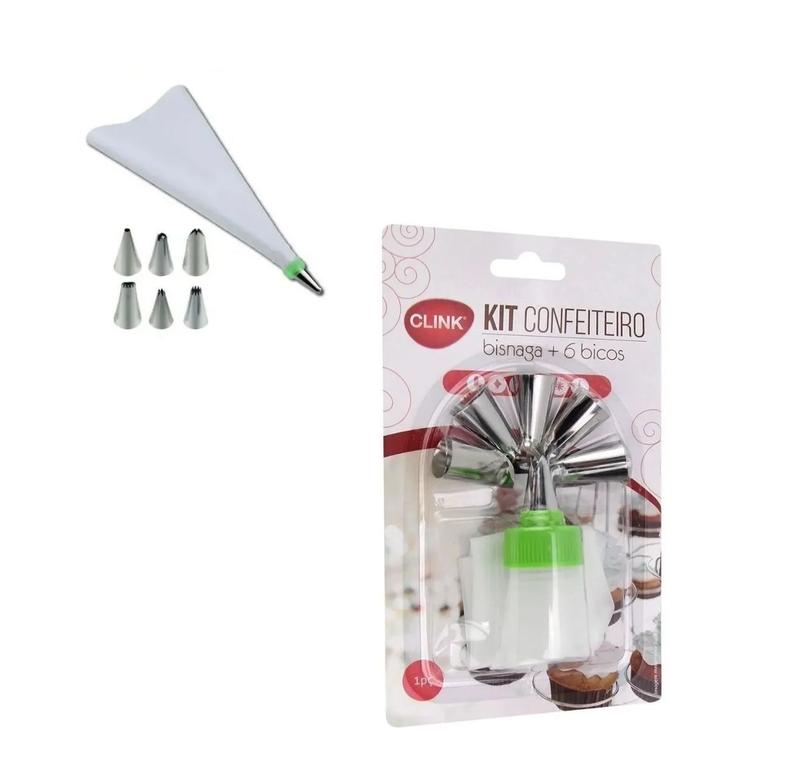 Kit Confeitar Profissional 6 Bicos Inox Reutilizável Bolo - Clink ...