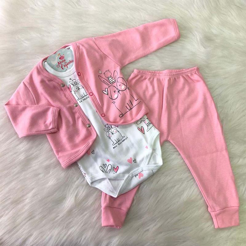 Kit Conjunto Maternidade Bebê 100% Algodão Coelhinha - Mimo da Cegonha ...
