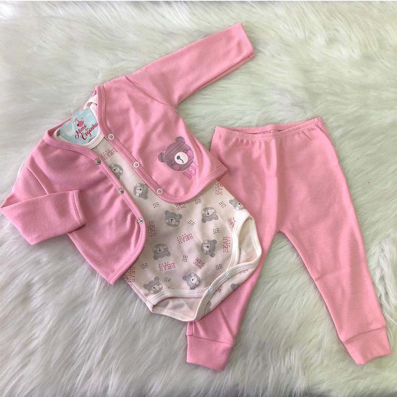 Kit Conjunto Maternidade Bebê 100% Algodão Ursinha Rosa - Mimo da ...