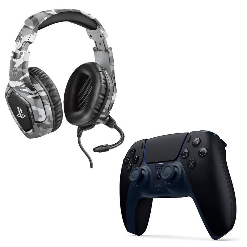 Kit Controle DualSense Ps5 + Headset Cinza Camuflado Trust - Sony ...