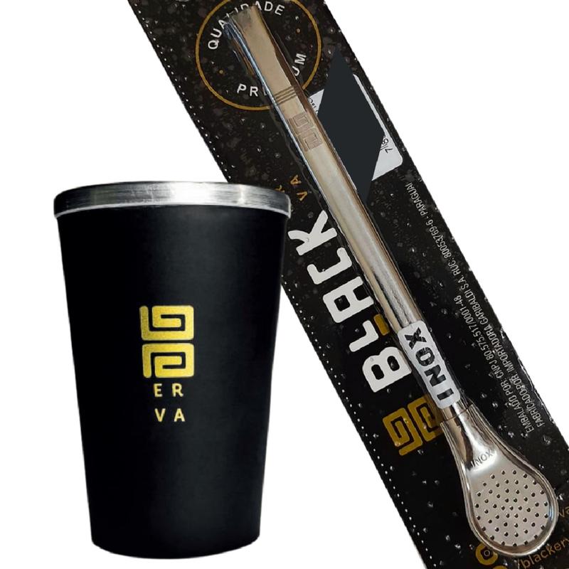 Kit Copo Térmico e Bomba Tradicional Inox Black Erva Tereré - Copos ...
