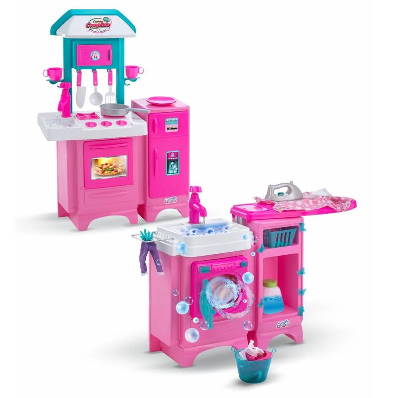 Kit Cozinha e Lavanderia Lava e Passa Infantil Sai Água Magic Toys 8043 - Cozinha Infantil / de ...