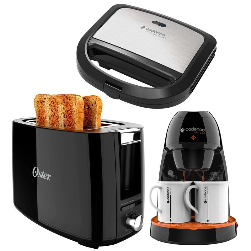 Kit Cozinha Elétrica Cafeteira Semi Automática 2 Xícaras Torradeira ...