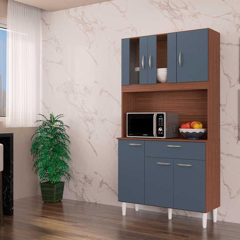 Kit Cozinha Magda 6 Portas e 1 Gaveta MDP Poquema - Cozinha Compacta ...