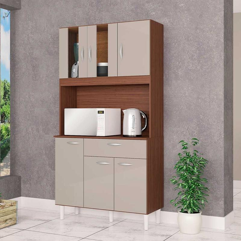 Kit Cozinha Magda 6 Portas e 1 Gaveta MDP Poquema - Cozinha Compacta ...