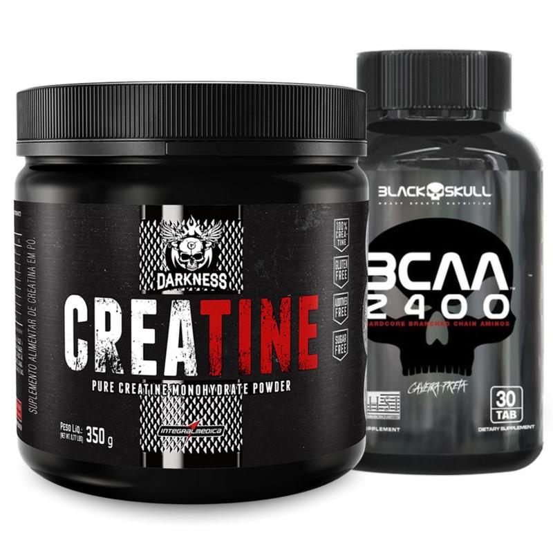 Kit Creatina 350g Darkness Integral + Bcaa 30 Caps Black Skull ...