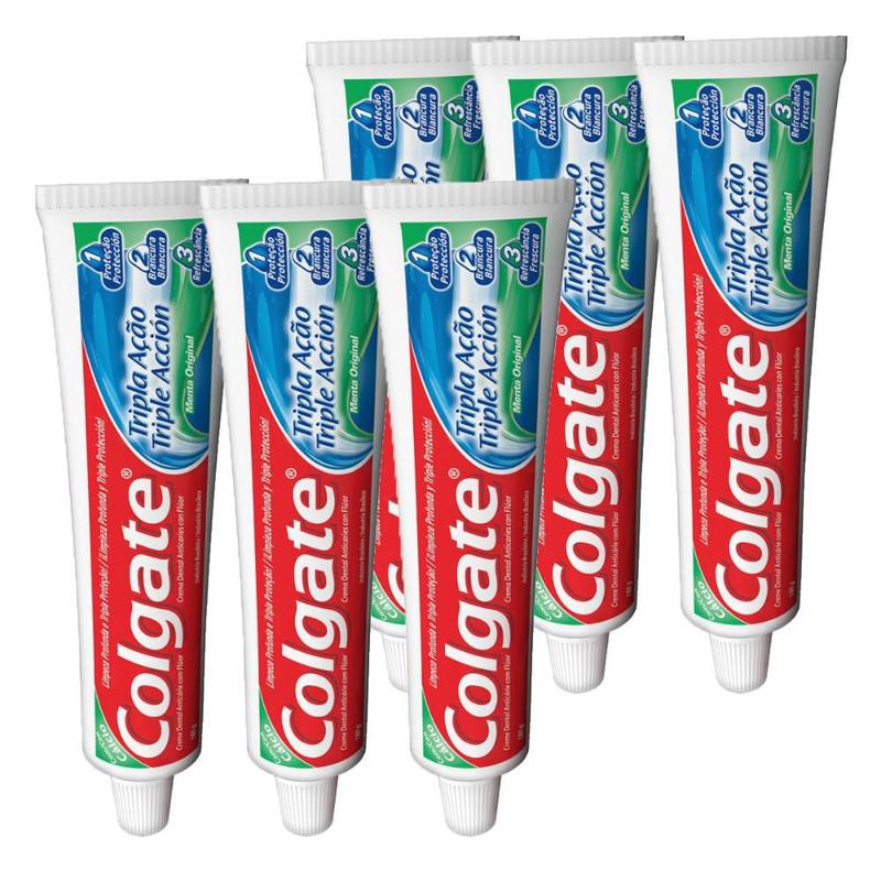 Kit Creme Dental Colgate Tripla Ação Menta Original Tamanho Família ...