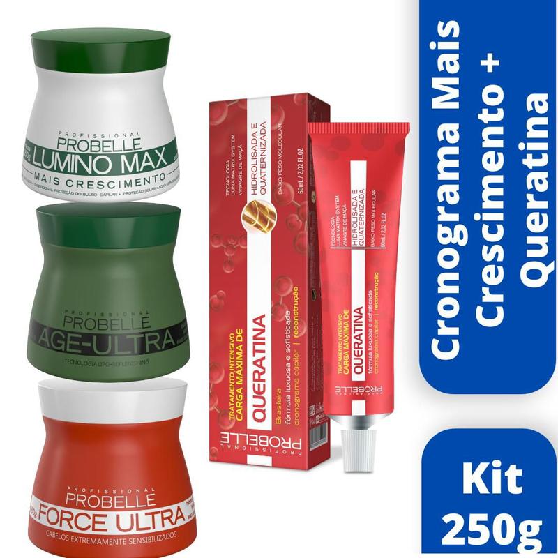 Kit Cronograma Mais Crescimento 250G. + Carga Máxima Queratina Probelle - Probelle Cosmticos ...