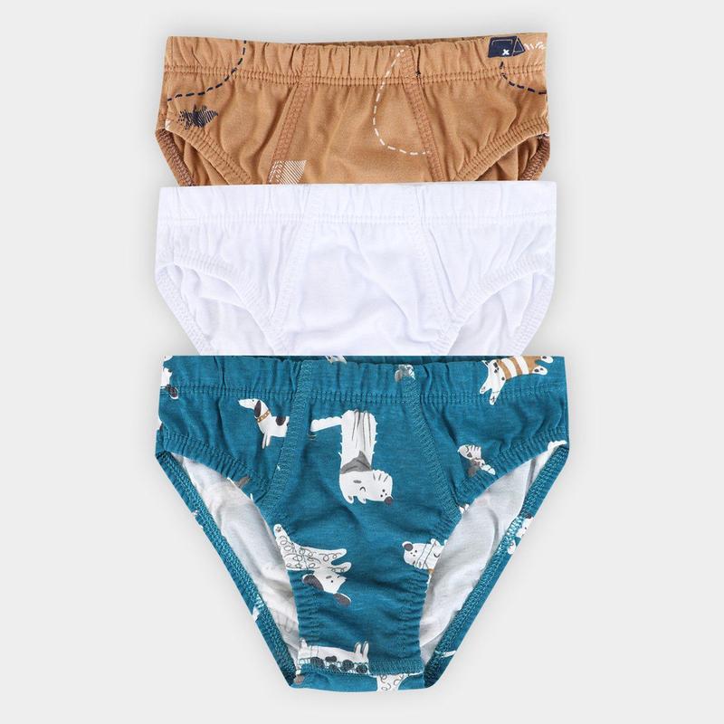 Kit Cueca Slip Infantil Brandili Lisa + Estampada 3 Peças - Cueca ...