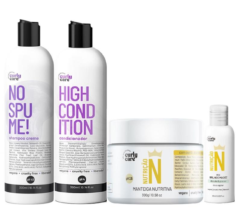 Kit Curly Care No Spume 2x300ml + Manteiga Nutritiva e Óleo Brilho e ...