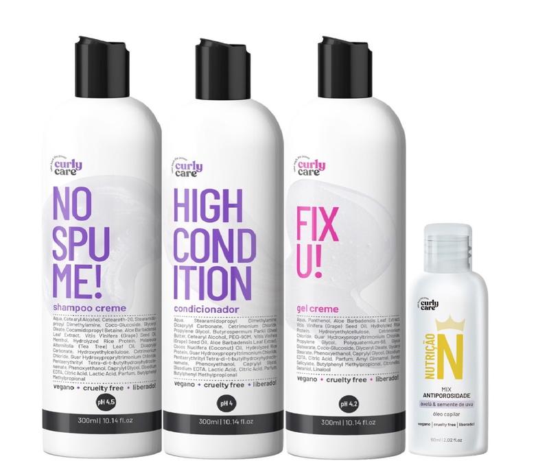 Kit Curly Care No Spume + Gel Fix U e Óleo Antiporosidade - Kit de ...