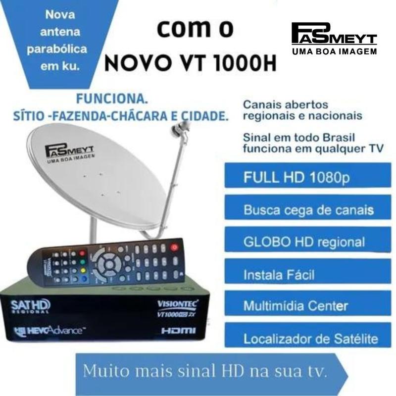 Kit Da Nova Antena Parabólica Completa Do 5g C/ Vt 1000 Hd - Visiontec - Antena Parabólica ...