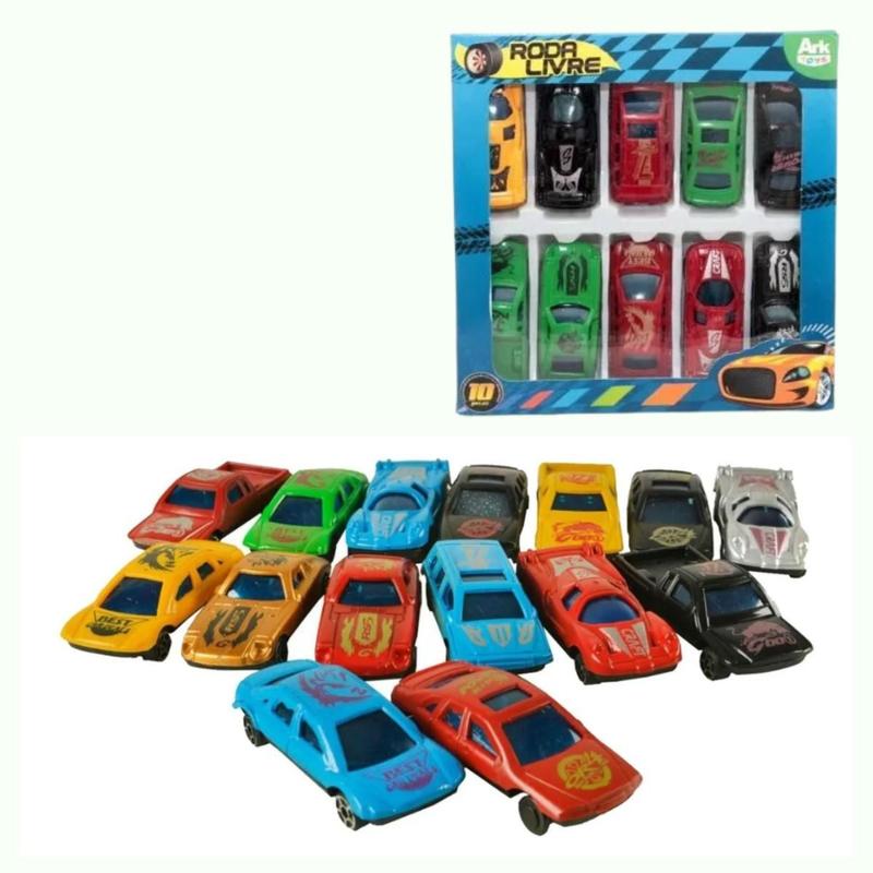 Kit de 10 Carrinhos em Miniatura Roda Livre Ark Toys - Carrinho de ...