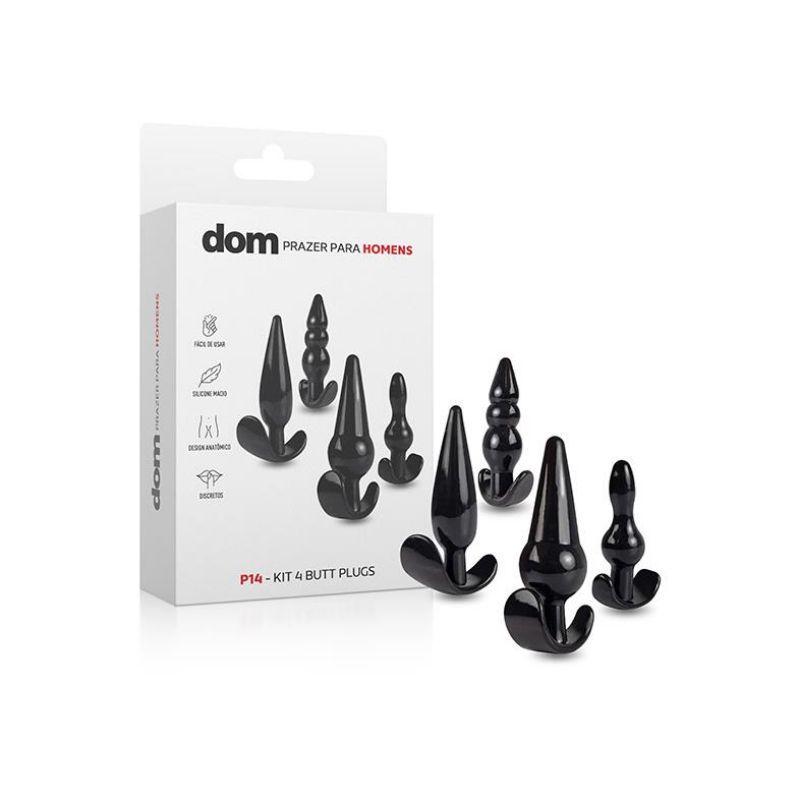 Kit de 4 plugs anais em silicone com tamanhos graduais e formatos ...