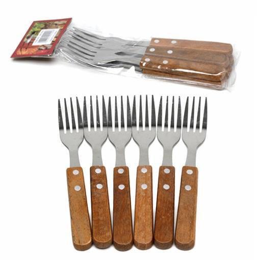 Kit De 6 Garfos Inox Cabo Madeira - Sm-3022 - Western - Garfo de Mesa ...