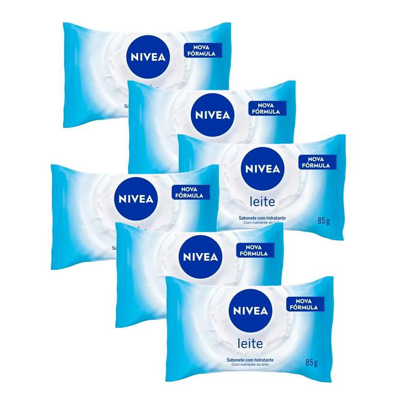 Kit de 6 Nivea Sabonete Corporal Leite Hidratação de 85g - Sabonete ...