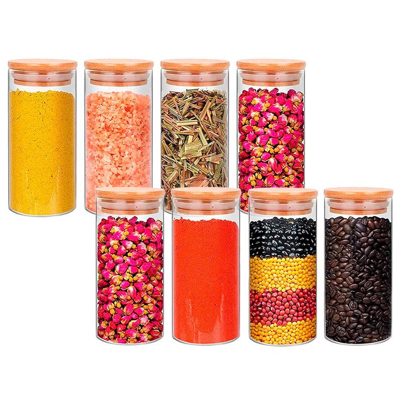 Kit de 8 potes herméticos vidro tampa bambu 450ml - KTCH - Pote ...