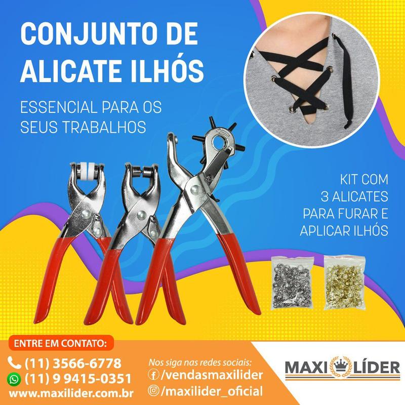 Kit De Alicates Conjunto Ideal Para Furar E Aplicar Ilhós - Lanmax ...