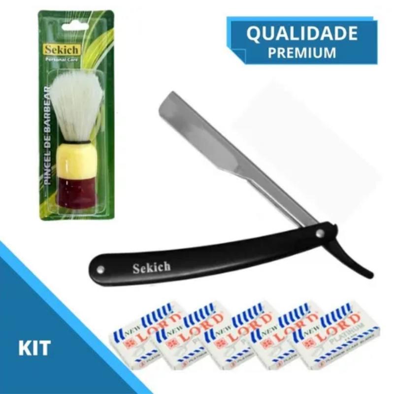Kit De Barbear 25 Lâminas + 1 Navalha + 1 Pincel Para Barba - Sekich ...