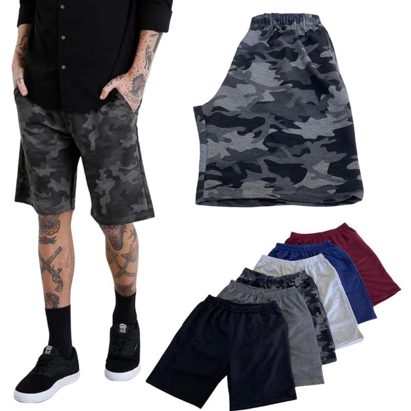 Kit De Bermuda Masculina Com 50% Algodão Kit 3 Unid. Fitness Academia ...