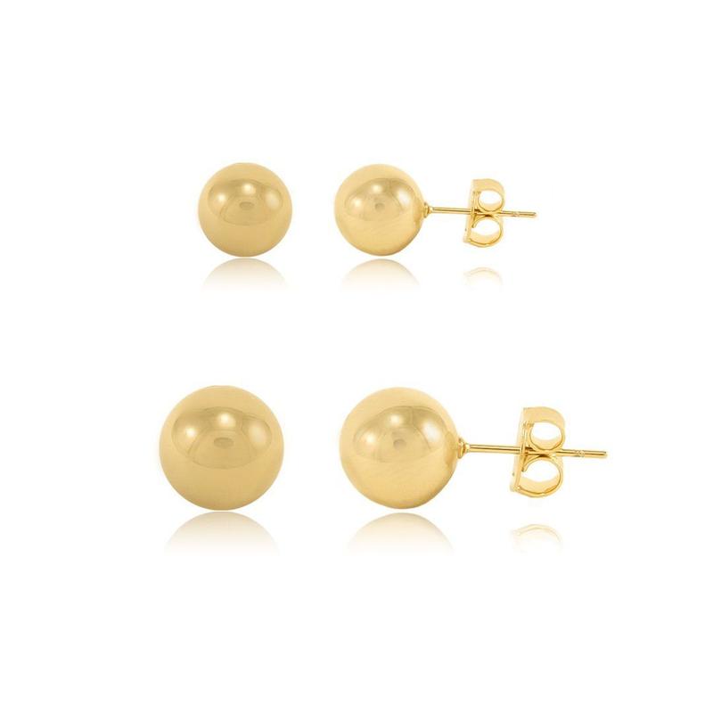 Kit de Brincos com Bolinhas Lisas Banhado a Ouro 18k - Emera - Bolsas e ...