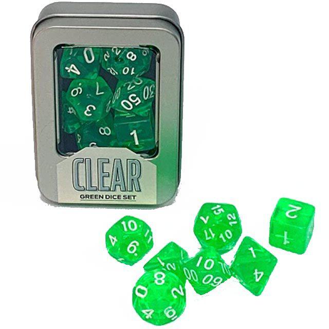 Kit de dados buró clear translúcidos verde jogo de mesa rpg - Dados ...