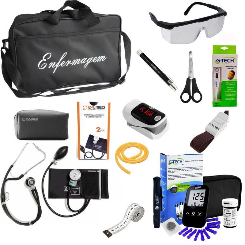 Kit de enfermagem preto pamed com oxímetro e glicossimetro - Kit ...