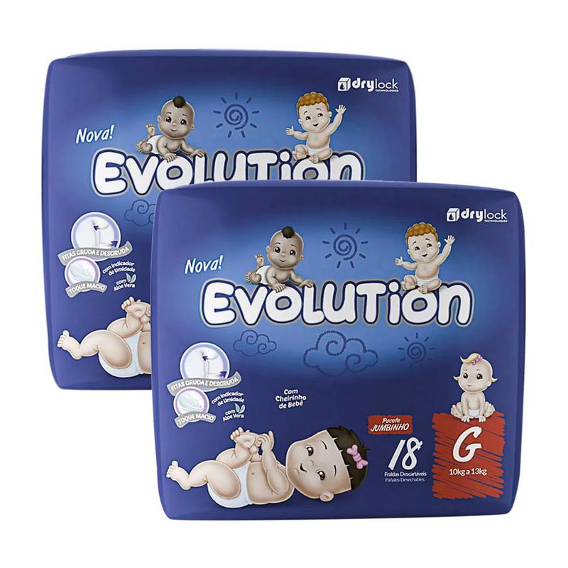 Kit de Fralda Evolution Tamanho G Pacote Jumbo com 36 Unidades - Dry ...