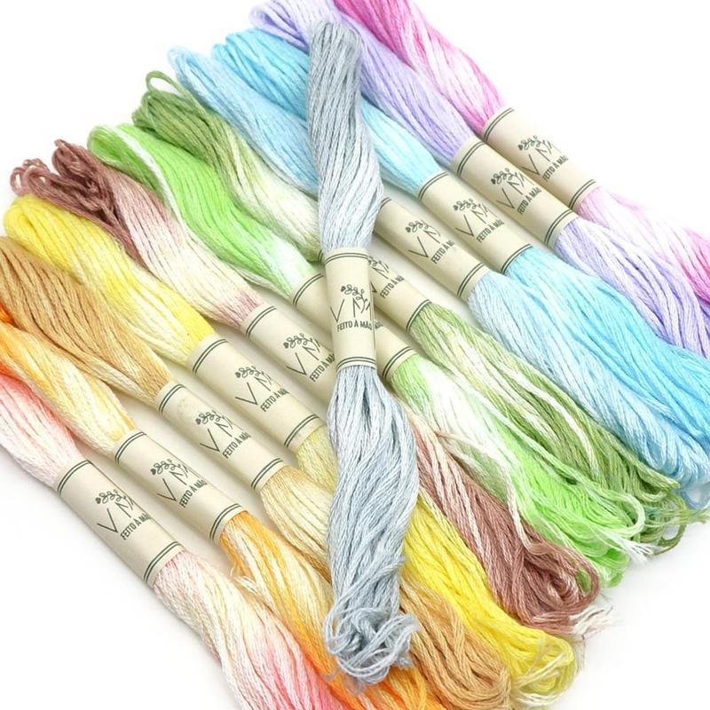 Kit de Meadas Tons Pastéis com Branco para Bordar Tingimento Artesanal ...