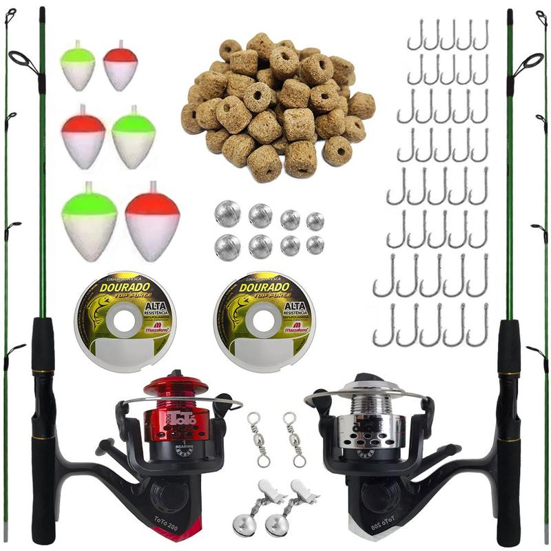 Kit De Pesca Completo 2 Varas 1,20m 10kg 2 Molinete + Itens - Summer ...