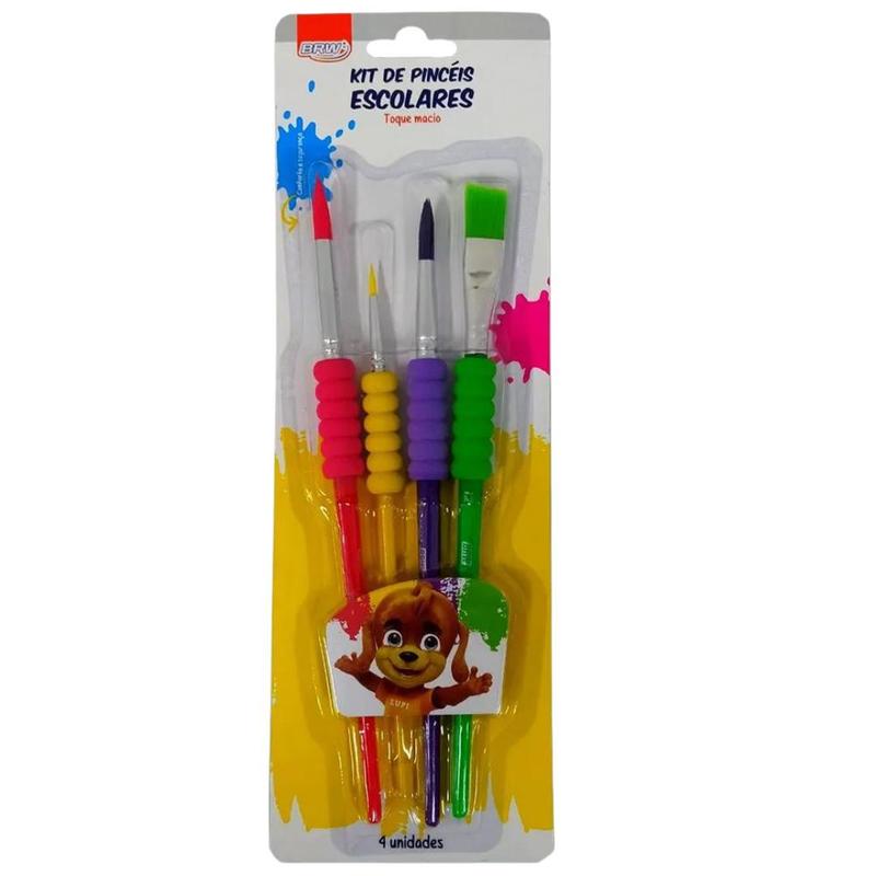 Kit de Pincel Escolar - BRW - Pincel Escolar - Magazine Luiza