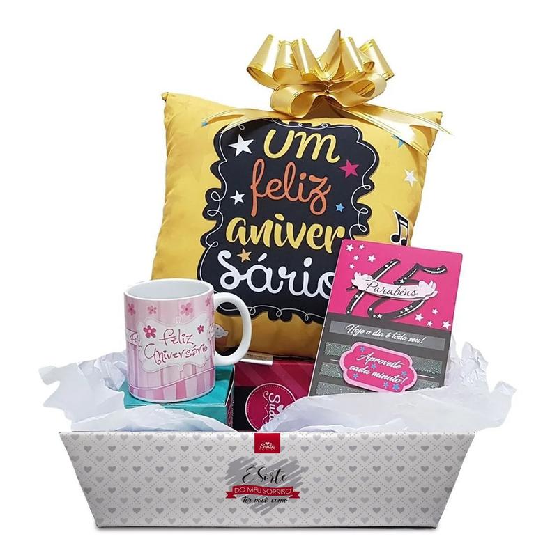 Kit De Presentes Para Aniversário - Almofada Cartão e Caneca - Sude ...
