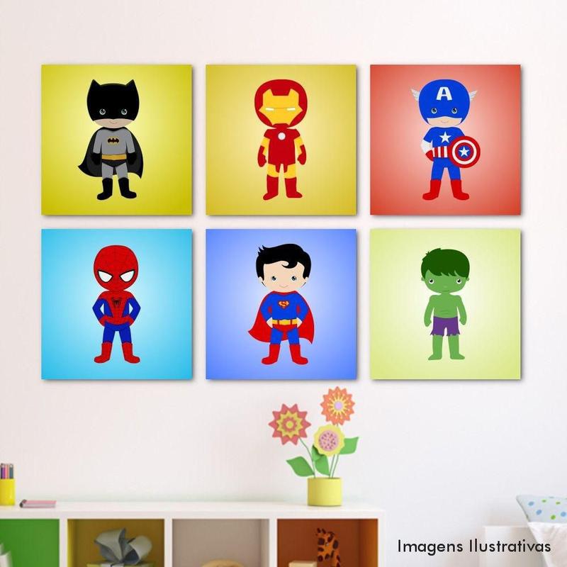 Kit de Quadros Infantil Super Heroes 20x20cm - Cololóla Decoração ...