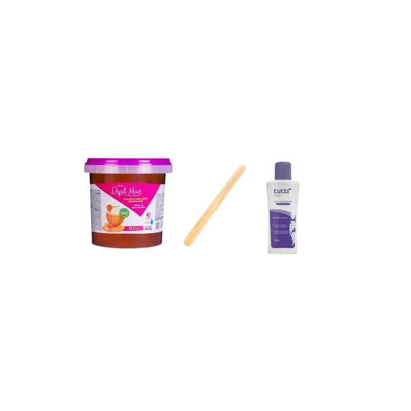 Kit Depilatório Com Cera De 600 Gr Mel Espátula E Óleo - Usc - Kit para ...