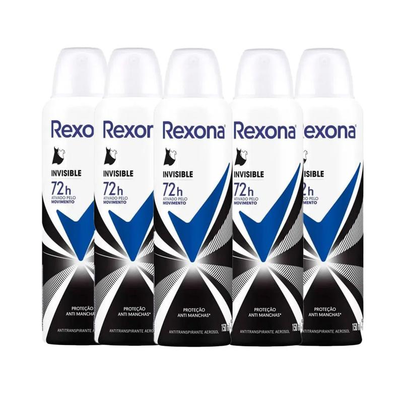 Kit Desodorante Aerosol Rexona Feminino Invisible 150ml - 5 Unidades ...