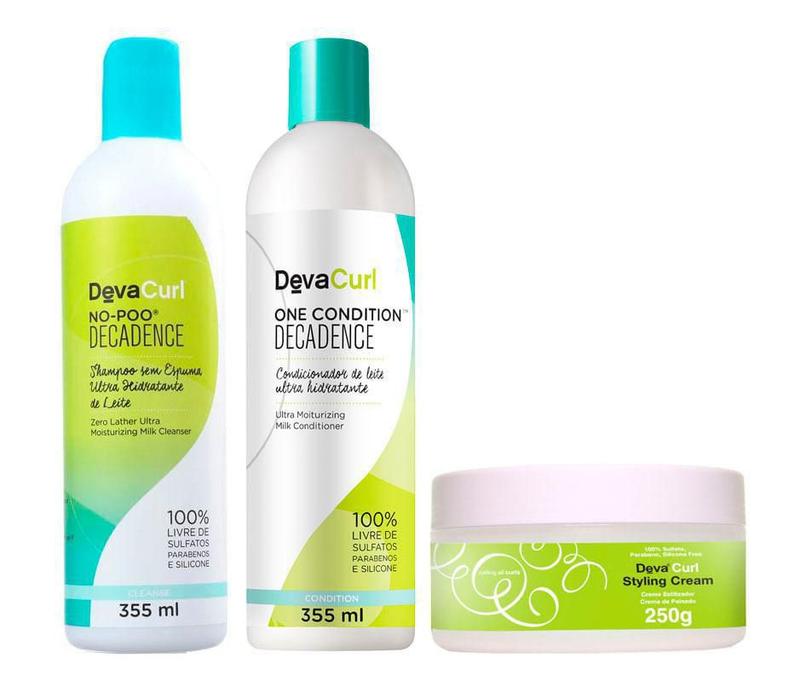 Kit Deva Curl Decadence Shampoo Condicionador Styling Cream - Kit de ...