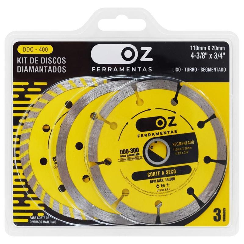 Kit Disco Diamantado - 3 Pçs - OZ - Disco de Corte - Magazine Luiza
