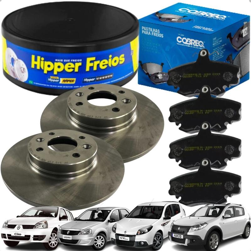 Kit Disco Dianteiro Sólido + Pastilhas De Freio Renault Clio Logan ...