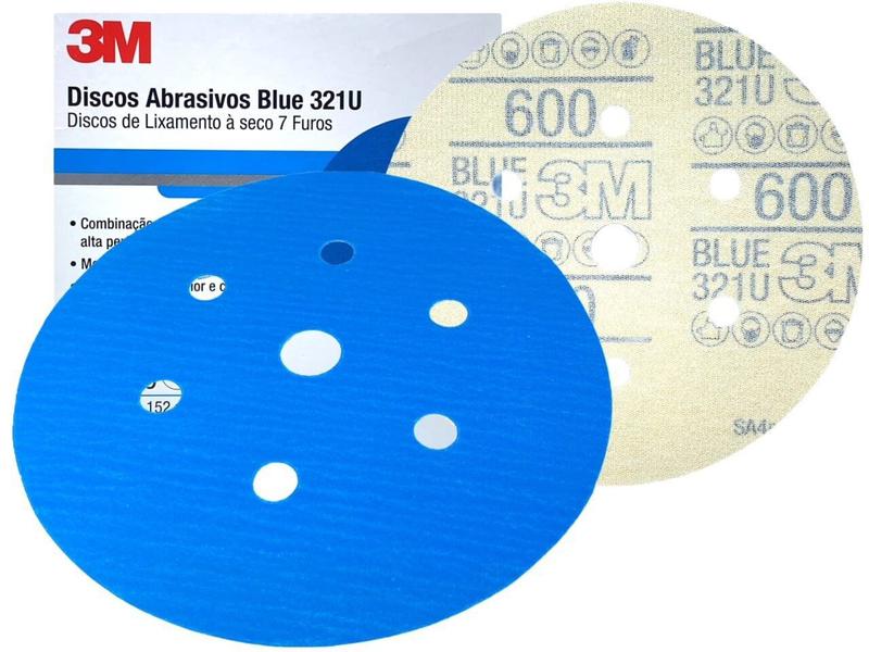 Kit Disco Hookit Lixamento A Seco Abrasivo 3M Blue 321U Grão 600 7 ...