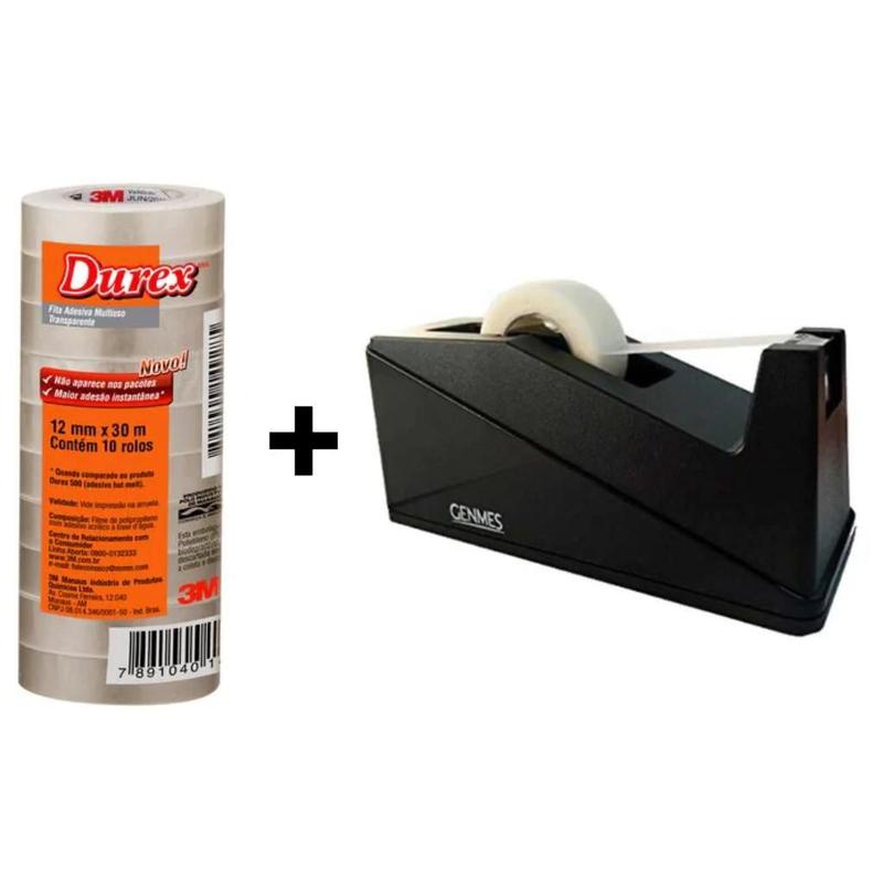 Kit Dispensador Suporte Médio Para Fita e 10 Rolos Durex Com 30 Metros ...