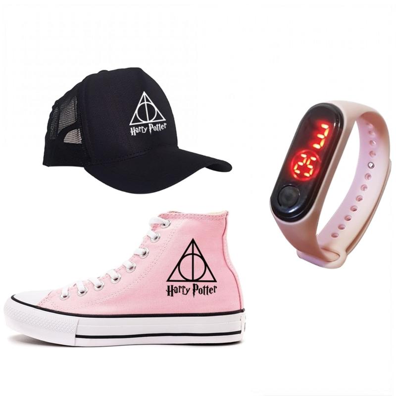 Kit Do Harry Potter Amuleto Tênis Star Boné Relógio - Vinis Store ...