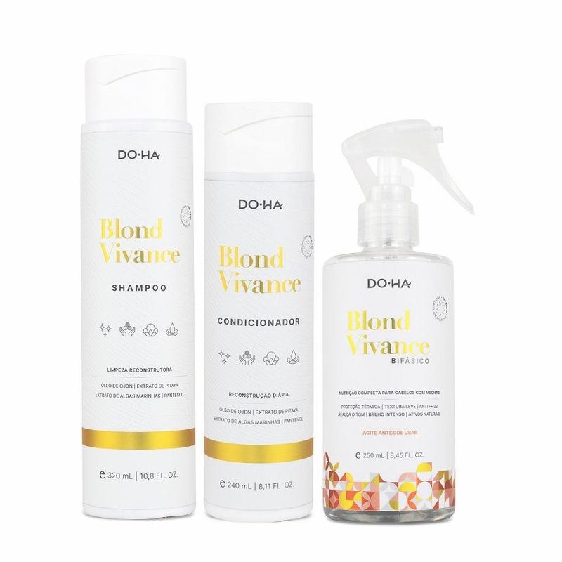 Kit DOHA Blond Vivance Shampoo 320ml + Condicionador 240ml + Bifásico Reconstrutor 250ml - DOH ...