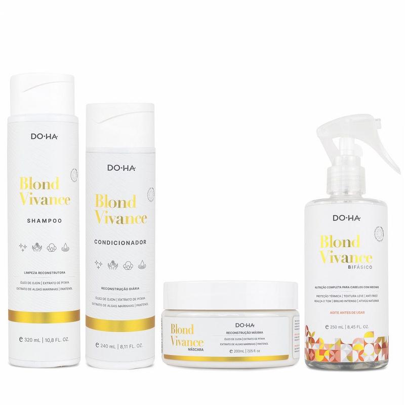 Kit DOHA Blond Vivance Shampoo 320ml + Condicionador 240ml + Máscara 200ml + Bifásico ...