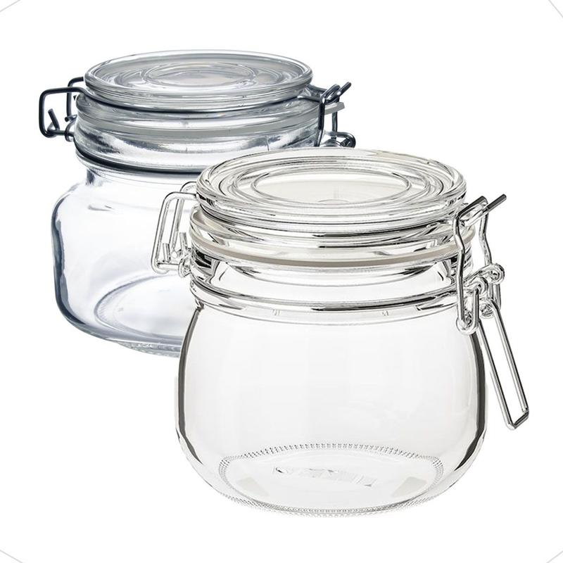 Kit Dois Potes herméticos de vidro com tampa e trava 500ml ...